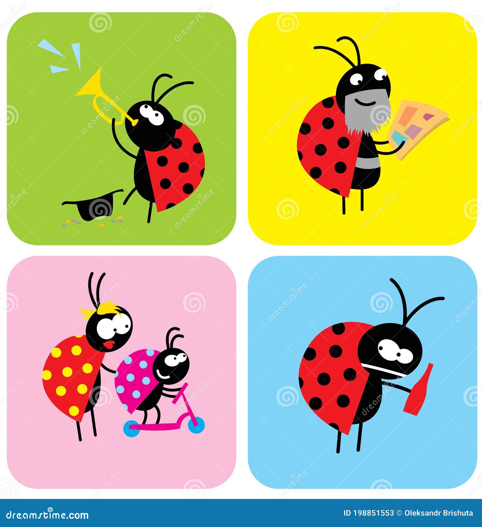 Social Life of Beetles. Comic Characters of Insects in Different ...