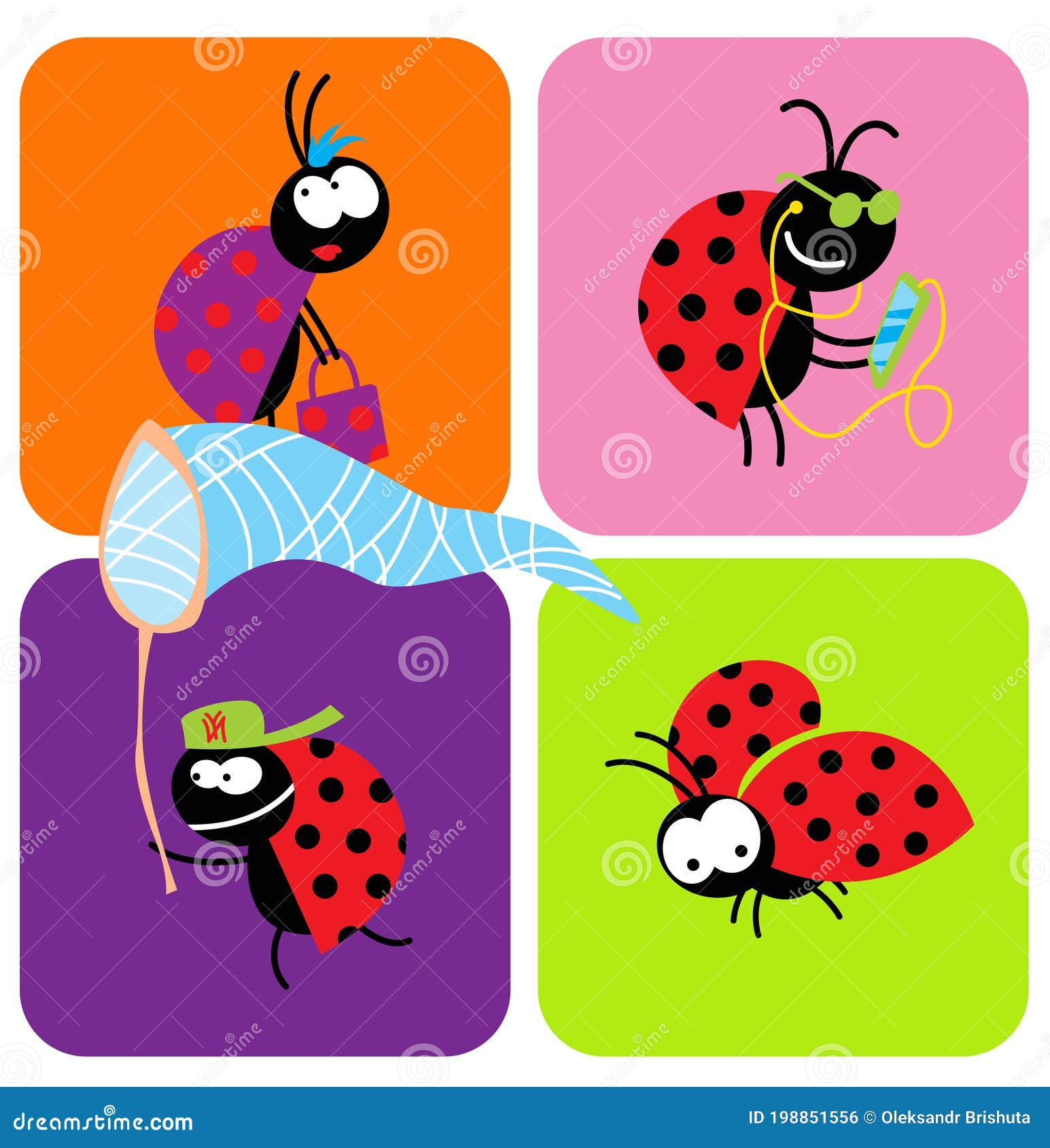 Social Life of Beetles. Comic Characters of Insects in Different ...