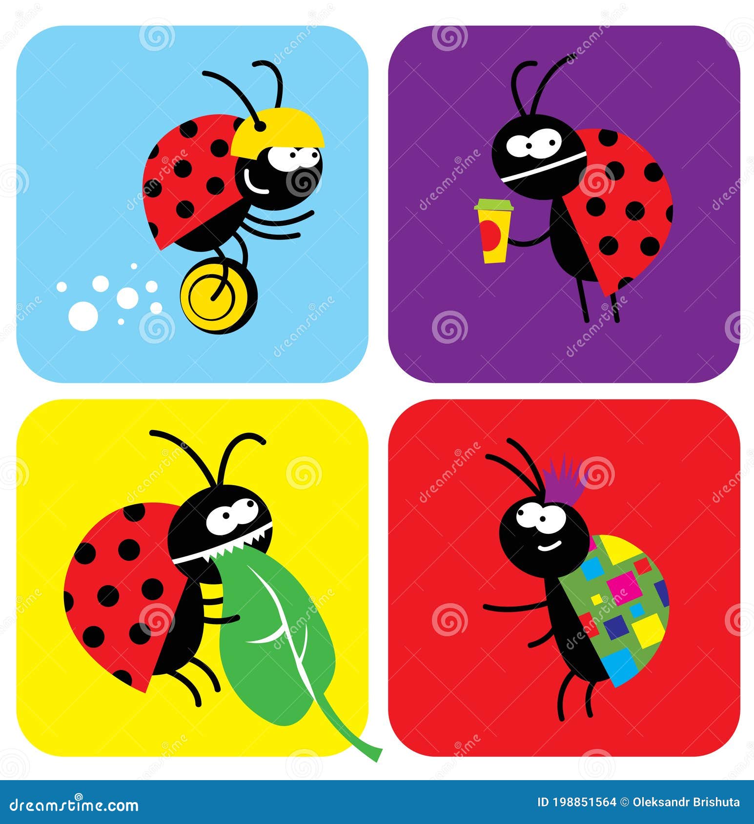 Social Life of Beetles. Comic Characters of Insects in Different ...