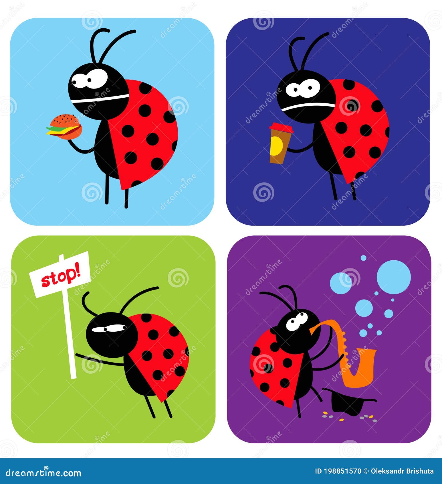 Social Life of Beetles. Comic Characters of Insects in Different ...