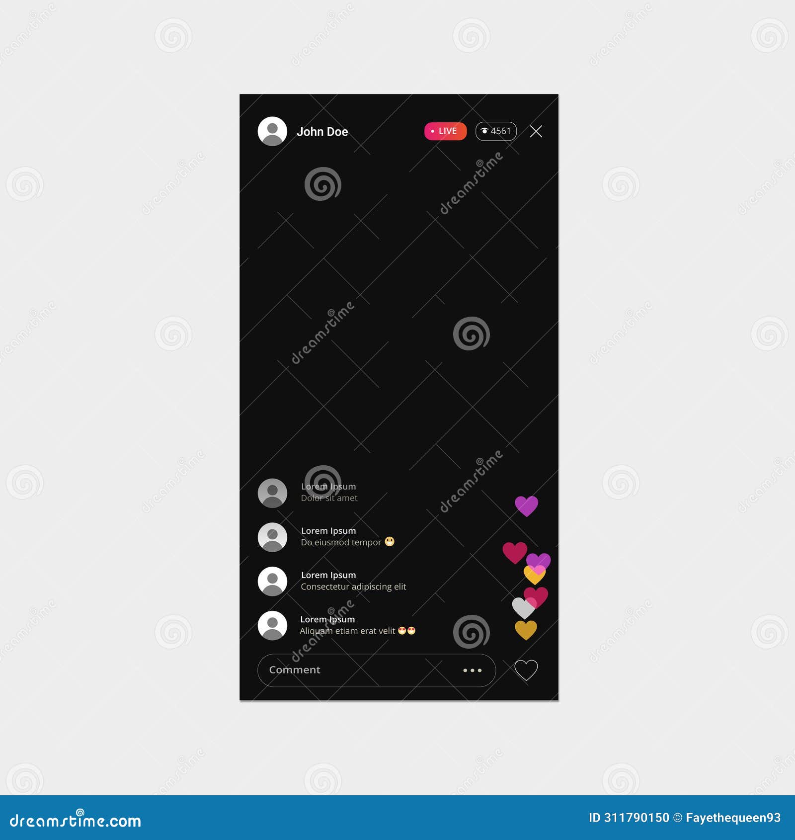 Social Live Stream Interface Isolated. Social Media Live Streaming ...