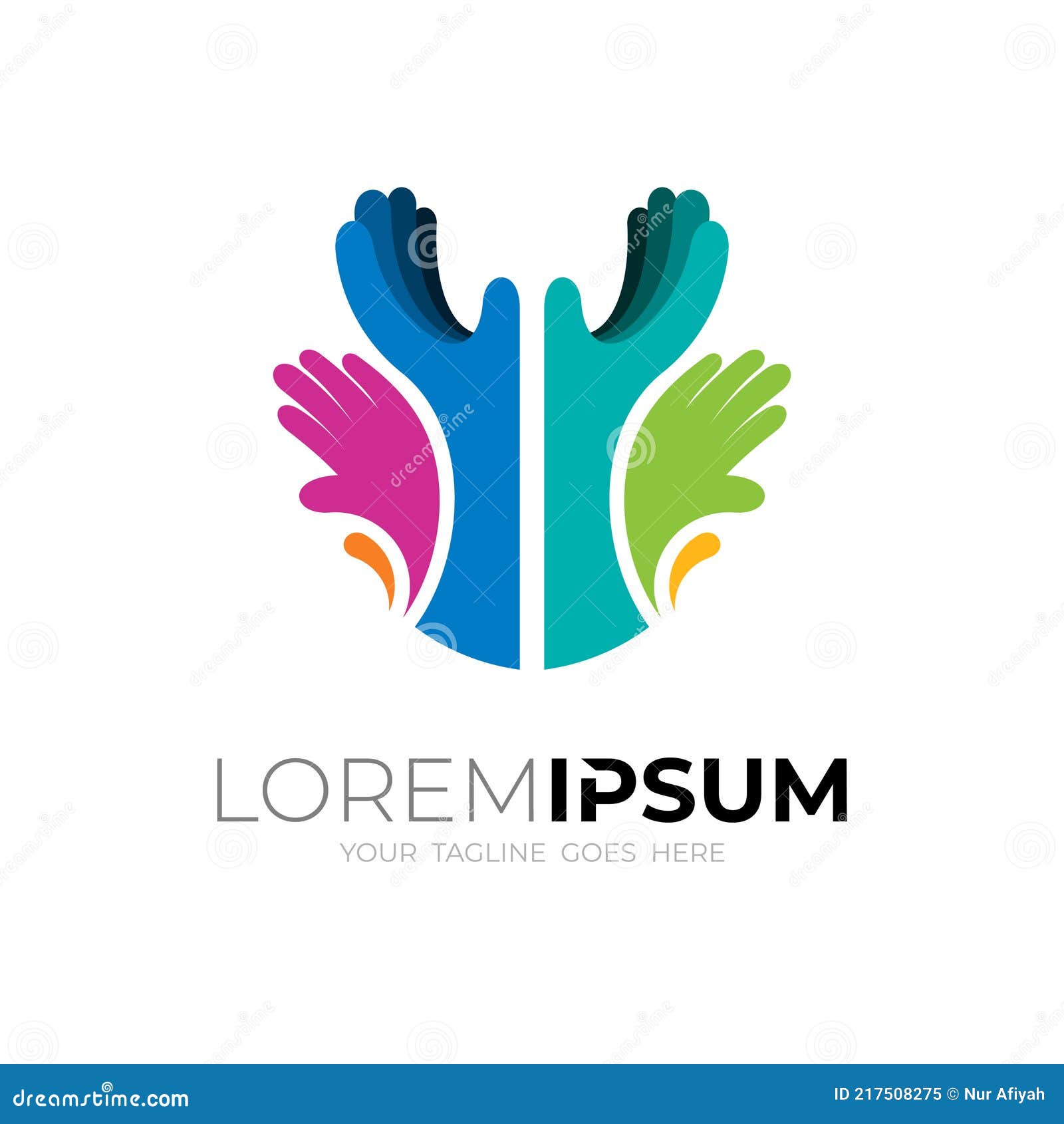 Social Logo with Hand Design Combination, Colorful Logos Stock Vector ...