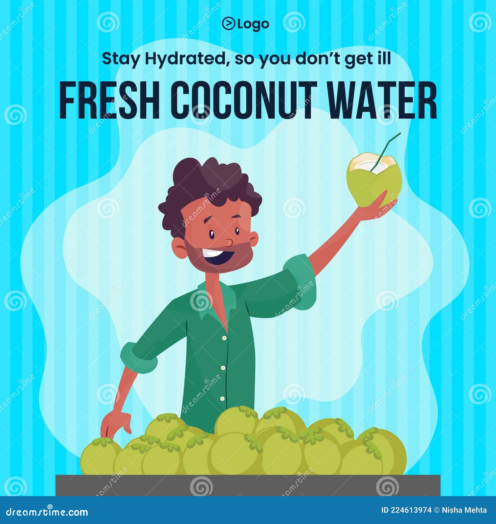 Fresh Coconut Water Summer Banner Design Stock Vector - Illustration of ...