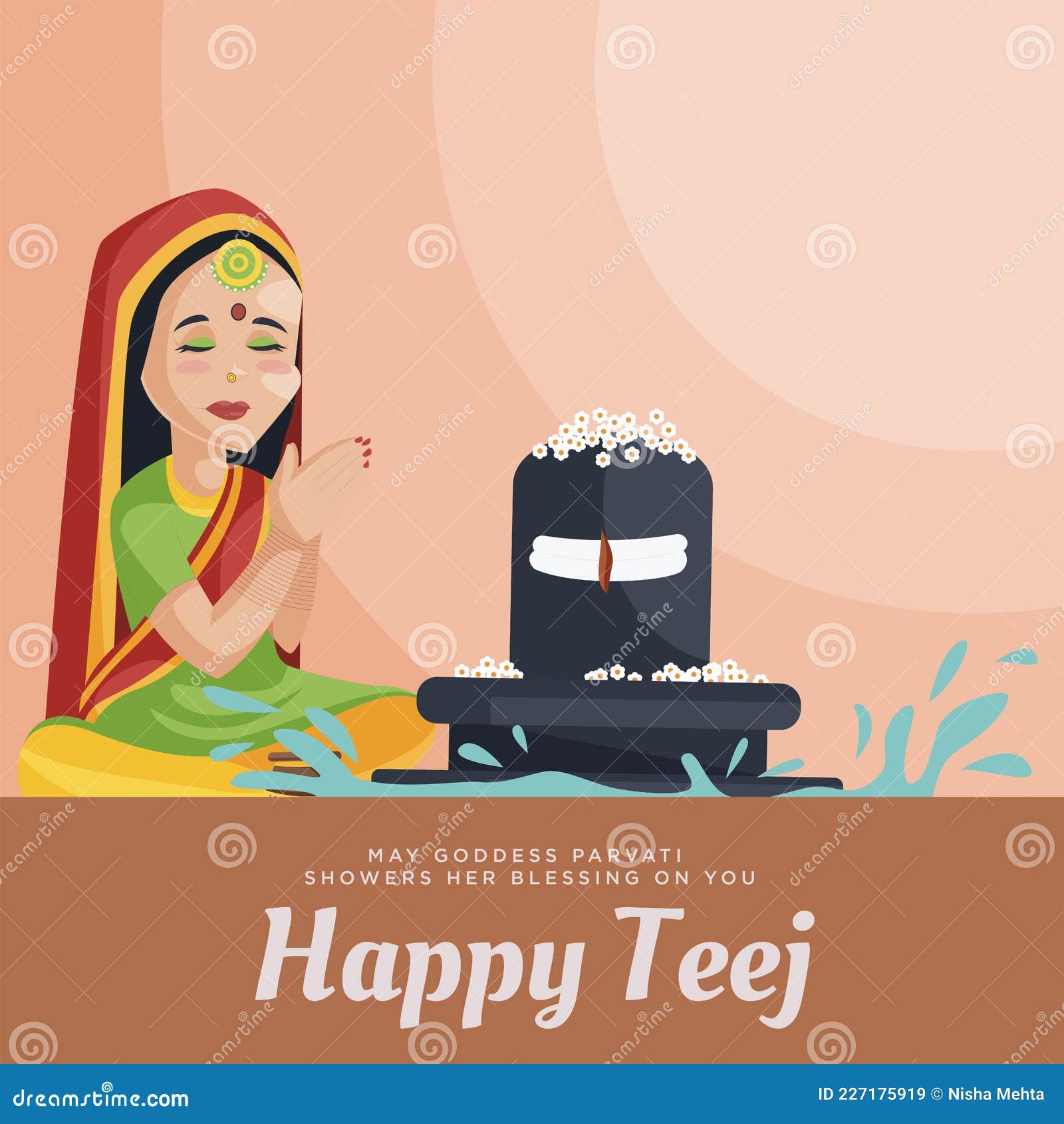 Creative Happy Teej Banner Design Stock Vector - Illustration of cute ...