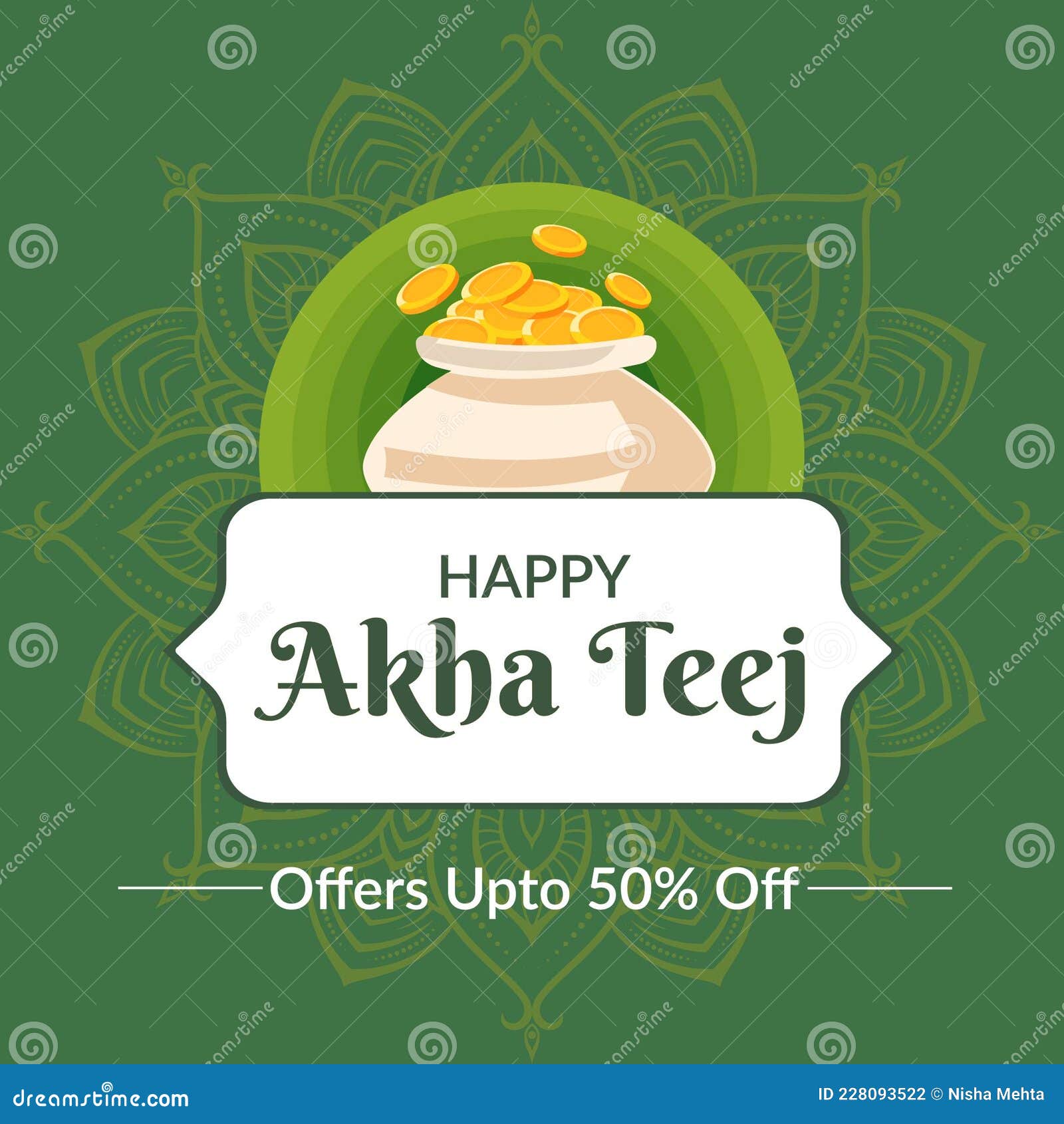 Happy Akha Teej Banner Design Stock Vector - Illustration of coin ...