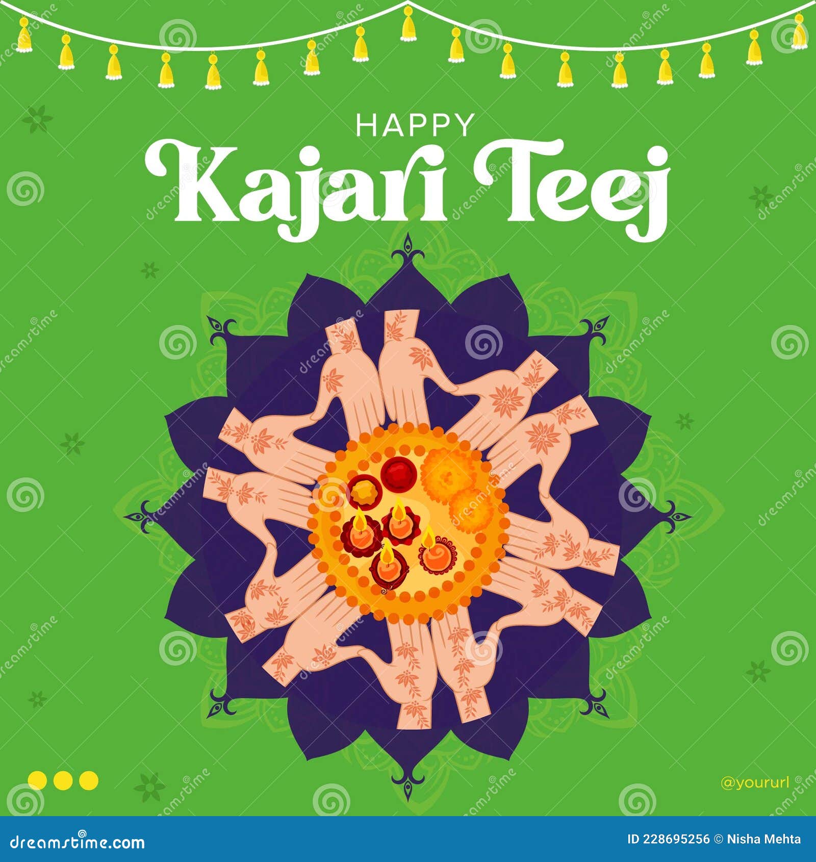 Happy Kajari Teej Banner Design Stock Vector - Illustration of ...