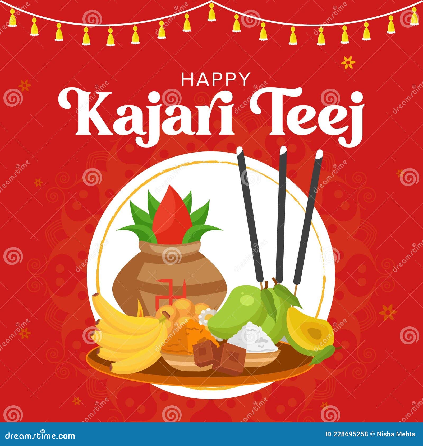 Happy Kajari Teej Banner Design Stock Vector - Illustration of dance ...