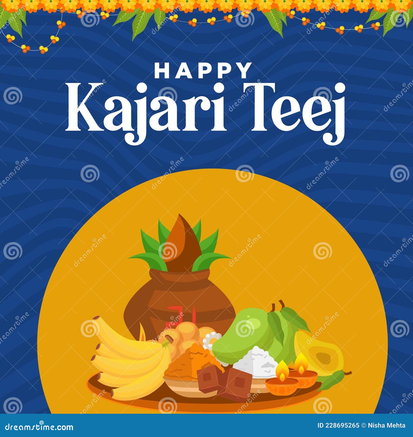 Happy Kajari Teej Banner Design Stock Vector - Illustration of girl ...