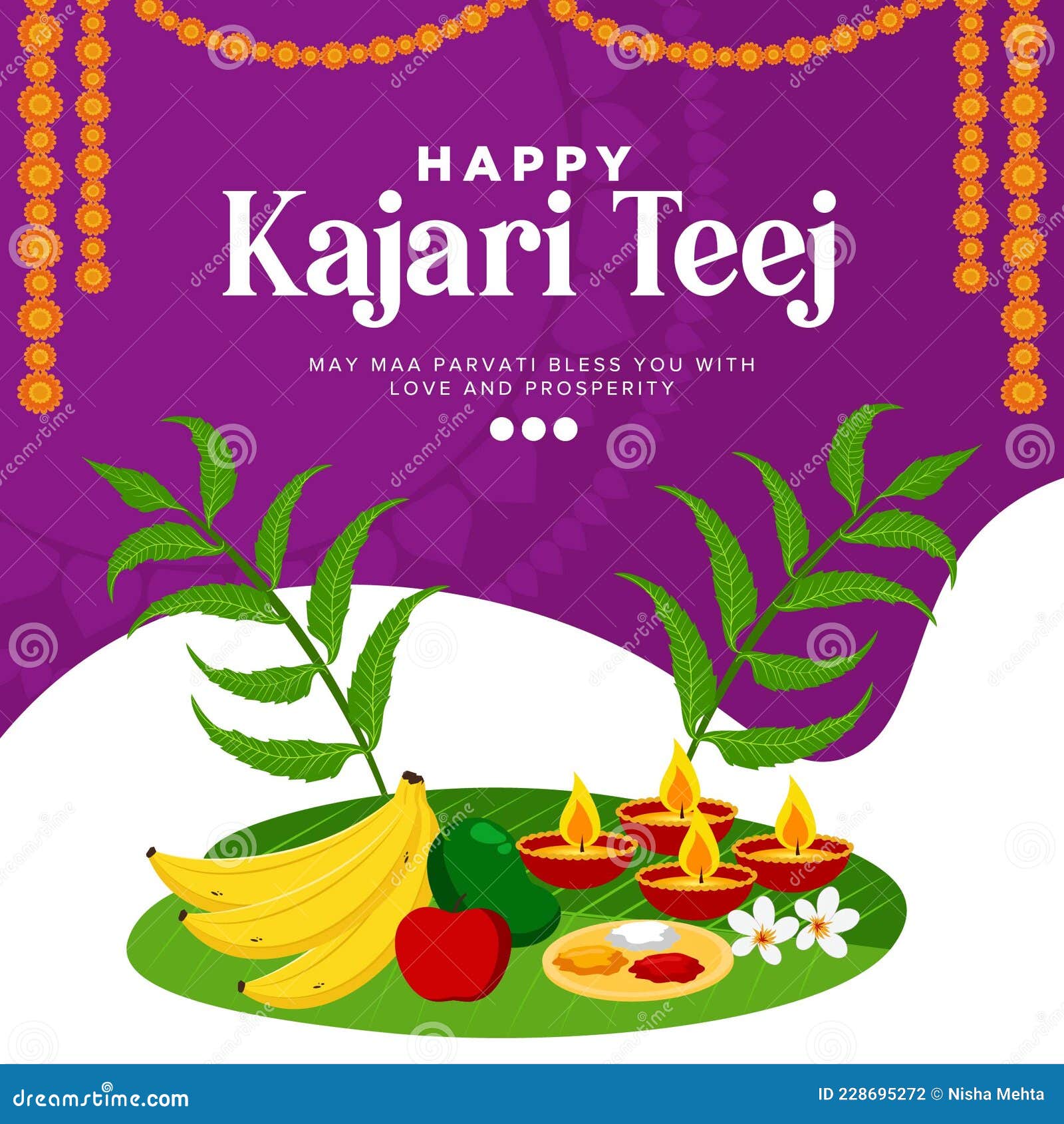 Happy Kajari Teej Banner Design Stock Vector - Illustration of india ...