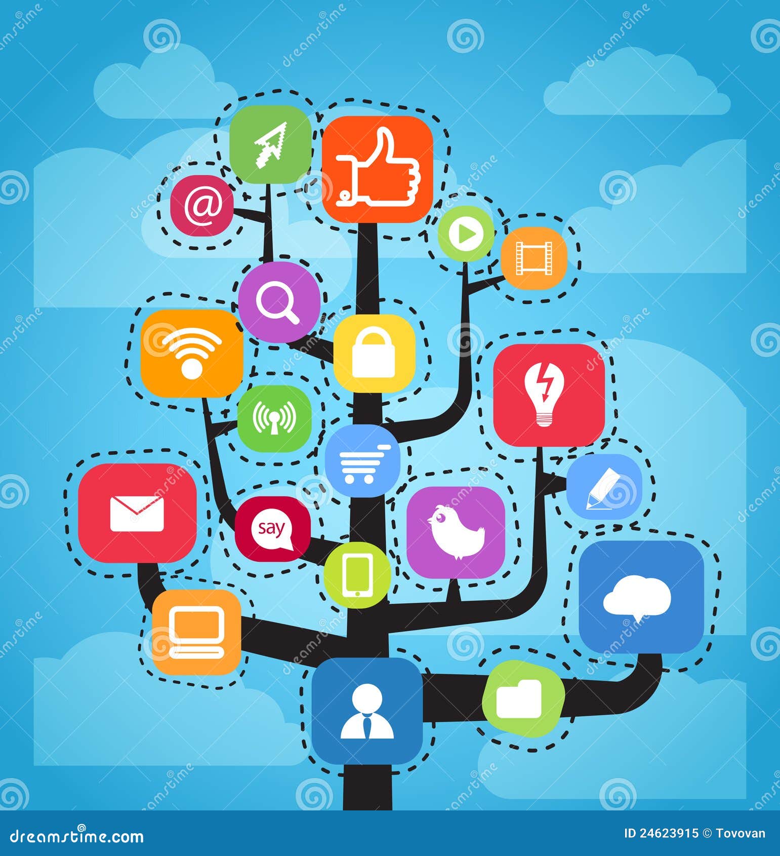 Social Media Abstract Scheme Editorial Image - Illustration of bird ...