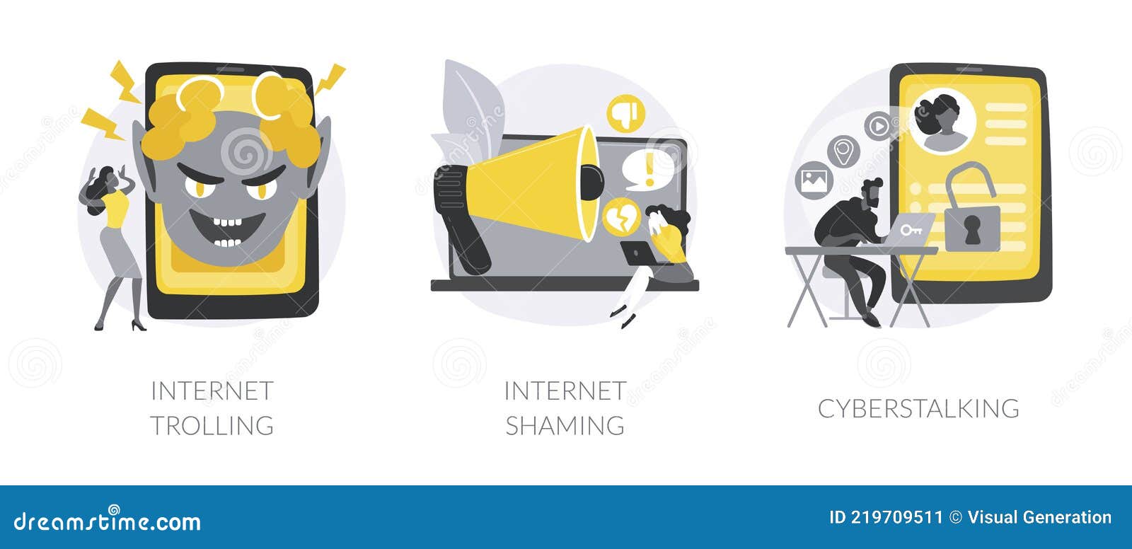 Social Media Aggressive Behavior Abstract Concept Vector Illustrations ...