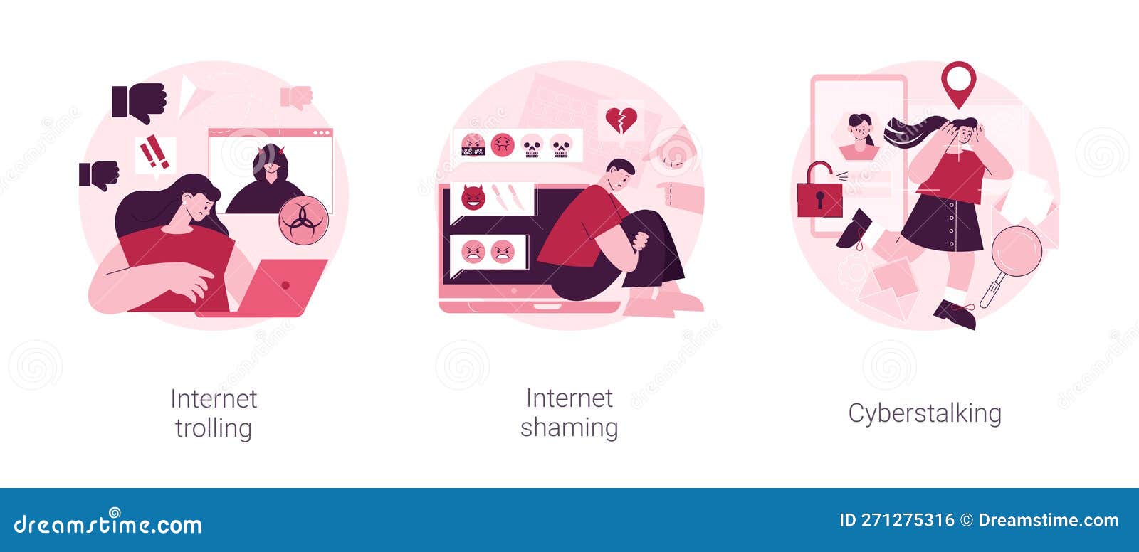 Social Media Aggressive Behavior Abstract Concept Vector Illustrations ...