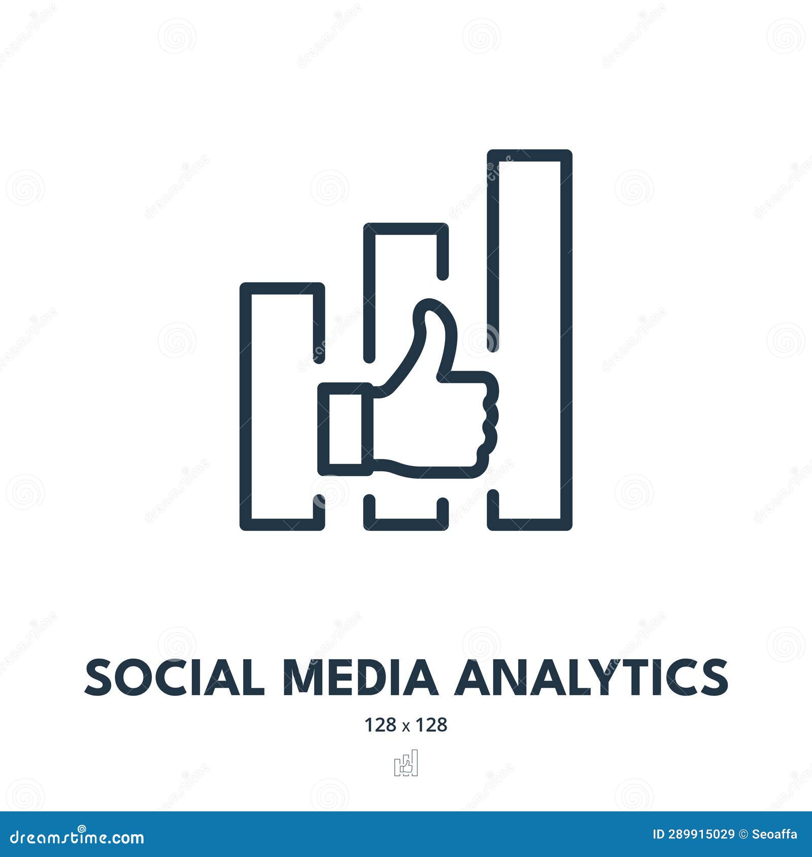 Social Media Analytics Icon. SMM, Analysis, Chart. Editable Stroke ...