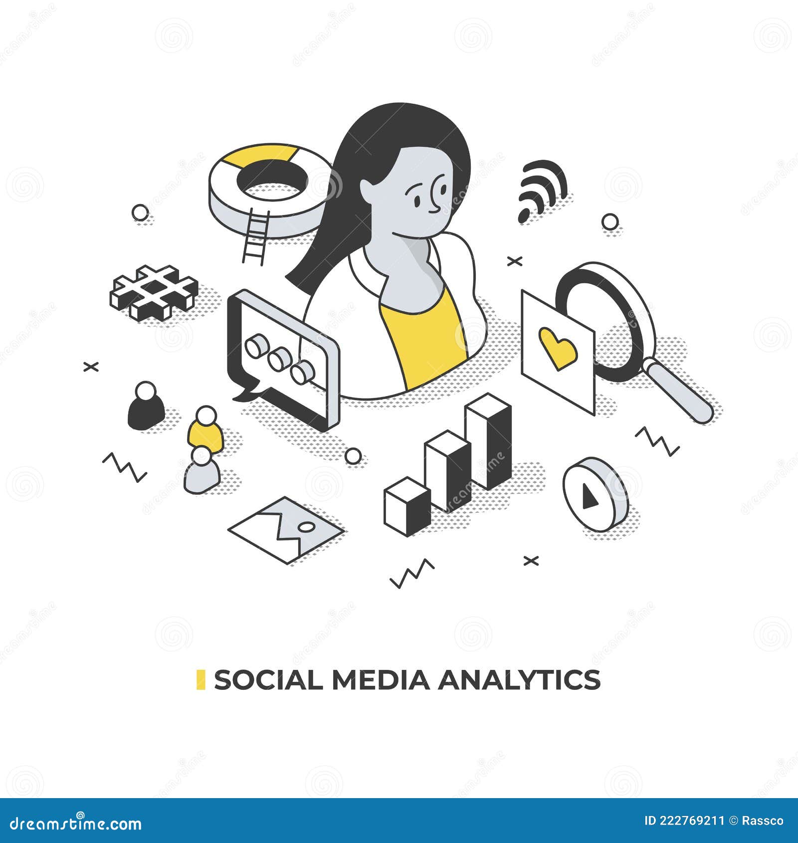 Social Media Analytics Isometric Concept Stock Vector - Illustration of ...