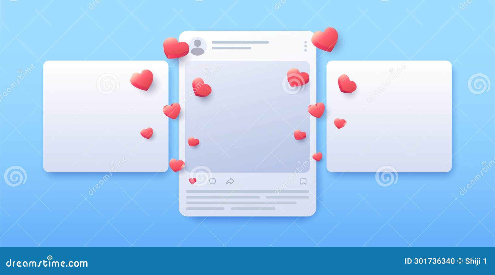 Social Media App Interface Post and Love Reaction Stock Vector ...