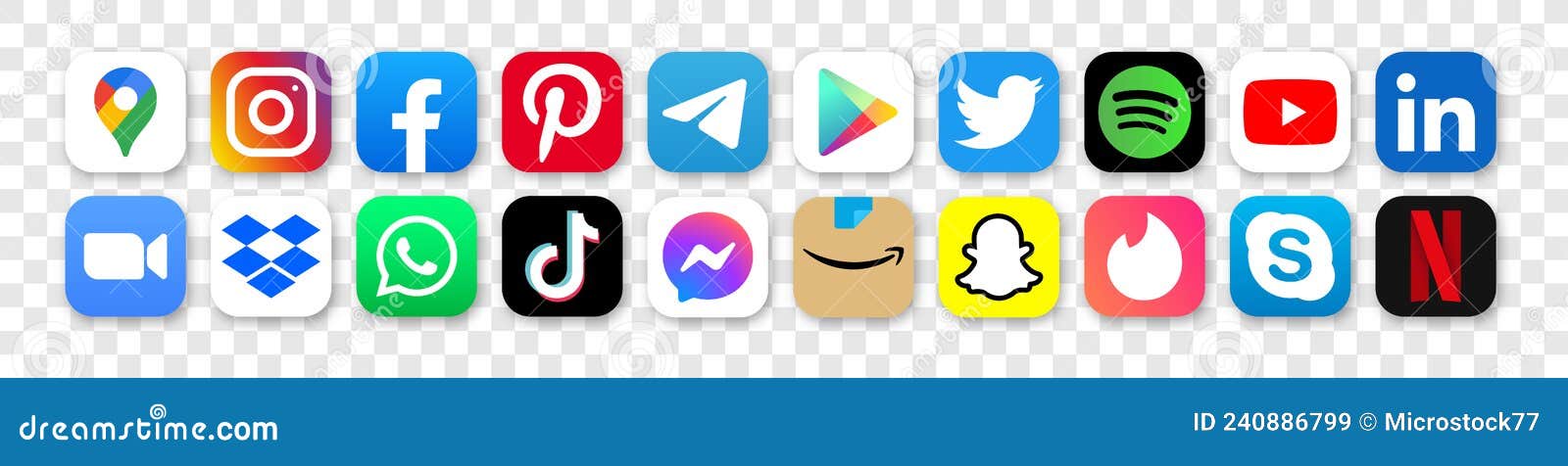 Social Media Application Popular Icon Logo, Vector Editorial ...