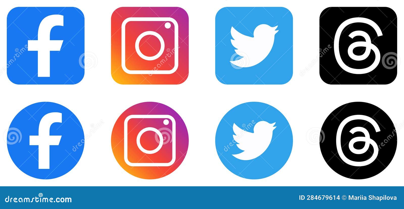Social media apps logo set editorial stock image. Illustration of ...
