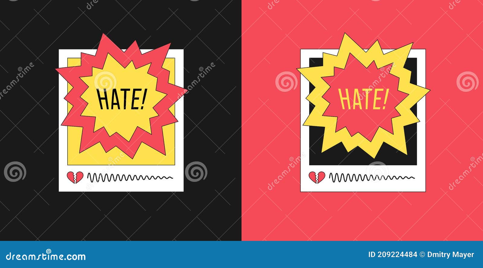 Social Media Banner with Explosion and Heading Hate. Abstract Post ...