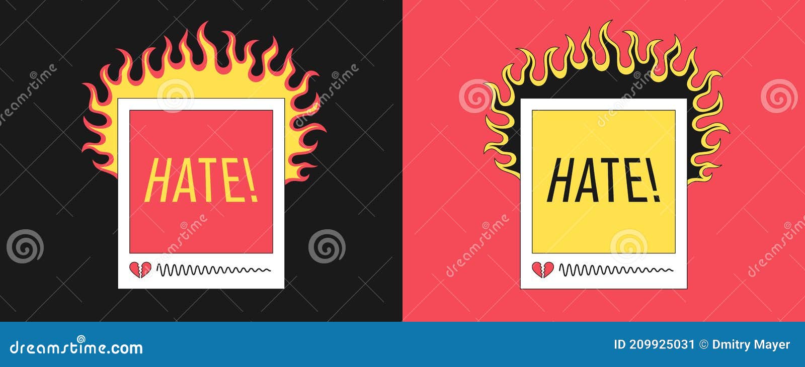 Social Media Banner with Fire and Heading Hate. Abstract Post Template ...