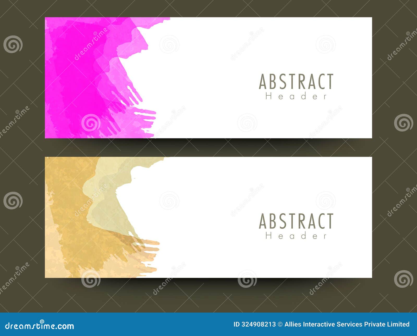 Social Media Banner or Header Design Set in Abstract Brush Stroke Stock ...