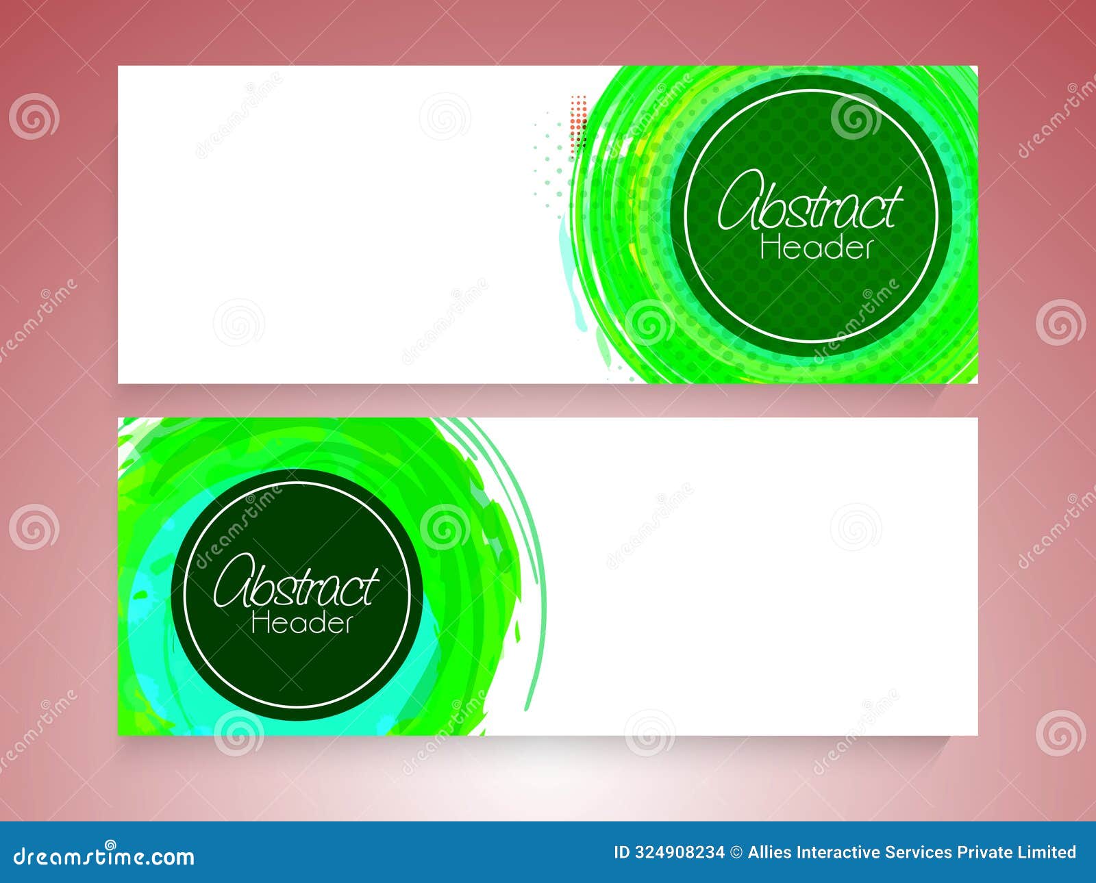 Social Media Banner or Header Design Set in Abstract Brush Stroke ...