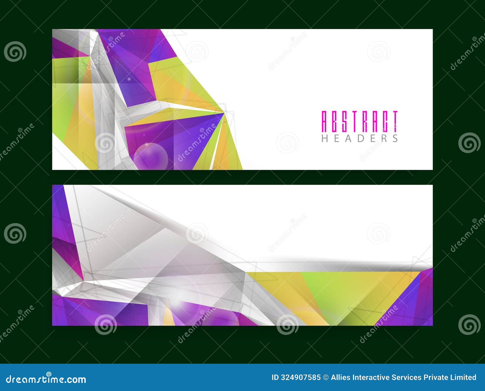 Social Media Banner or Header Design Set in Abstract Geometric Triangle ...