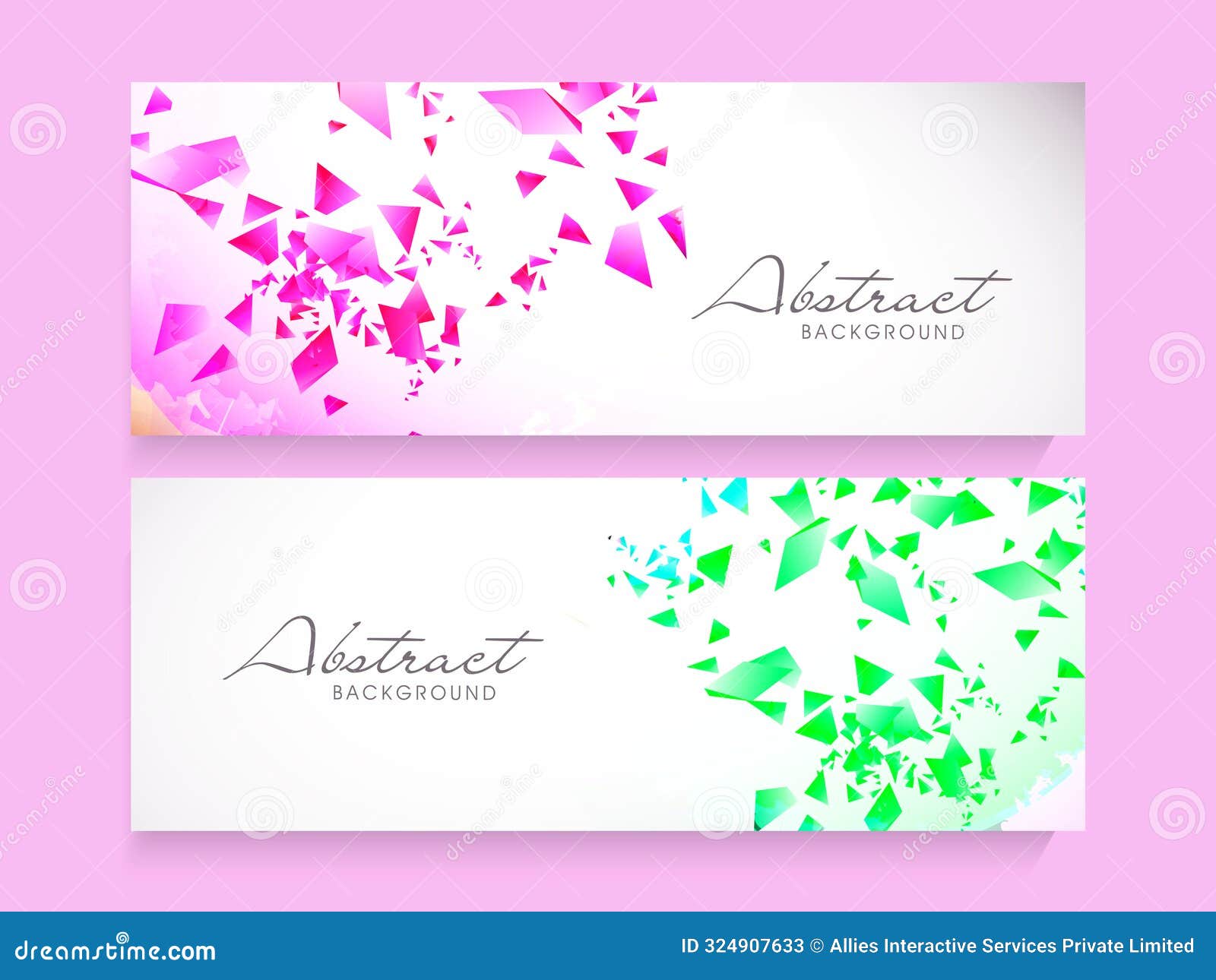 Social Media Banner or Header Design Set with Abstract Triangles Stock ...