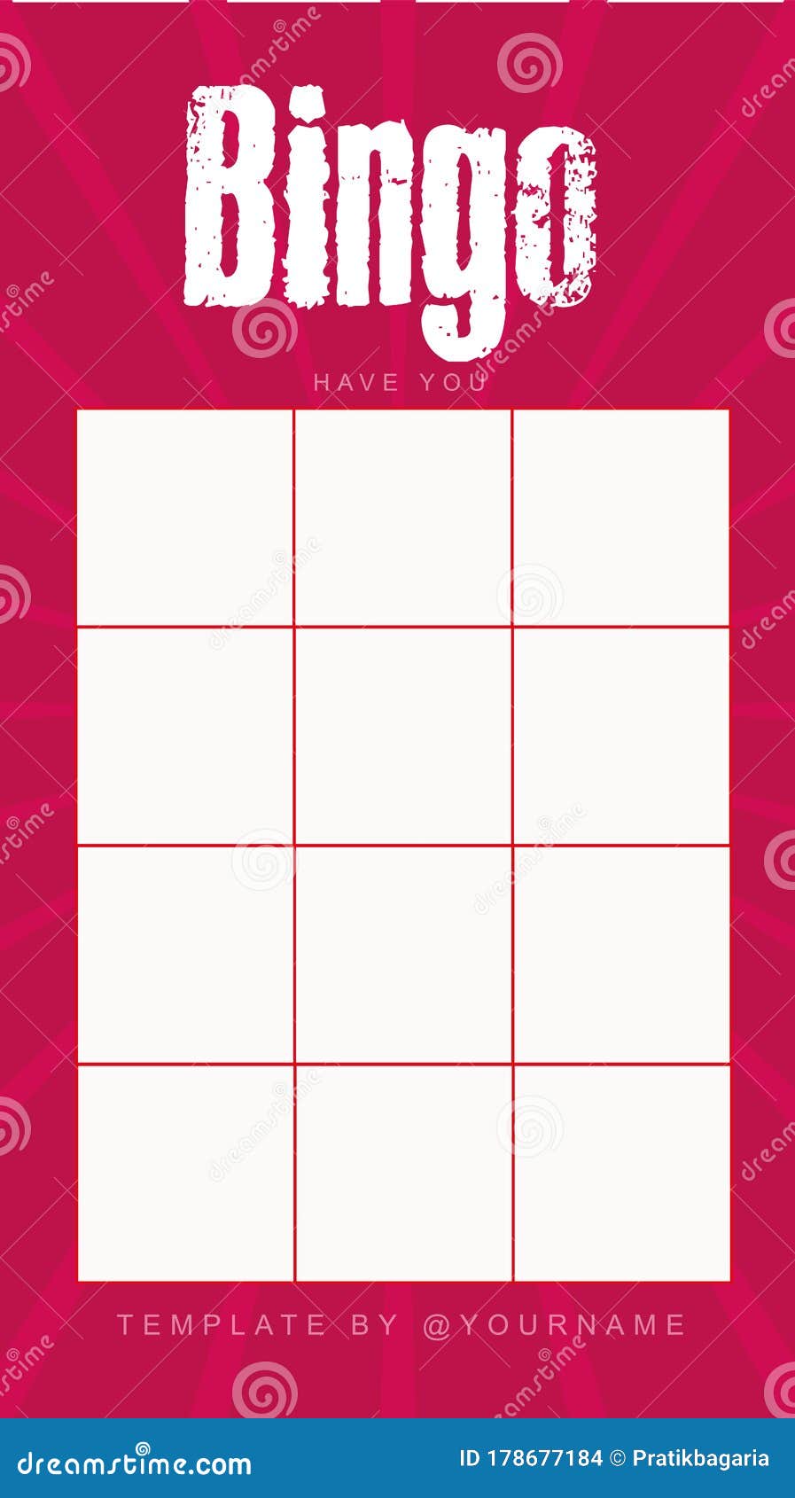 Social Media Bingo Challenge Template Stock Vector - Illustration of ...
