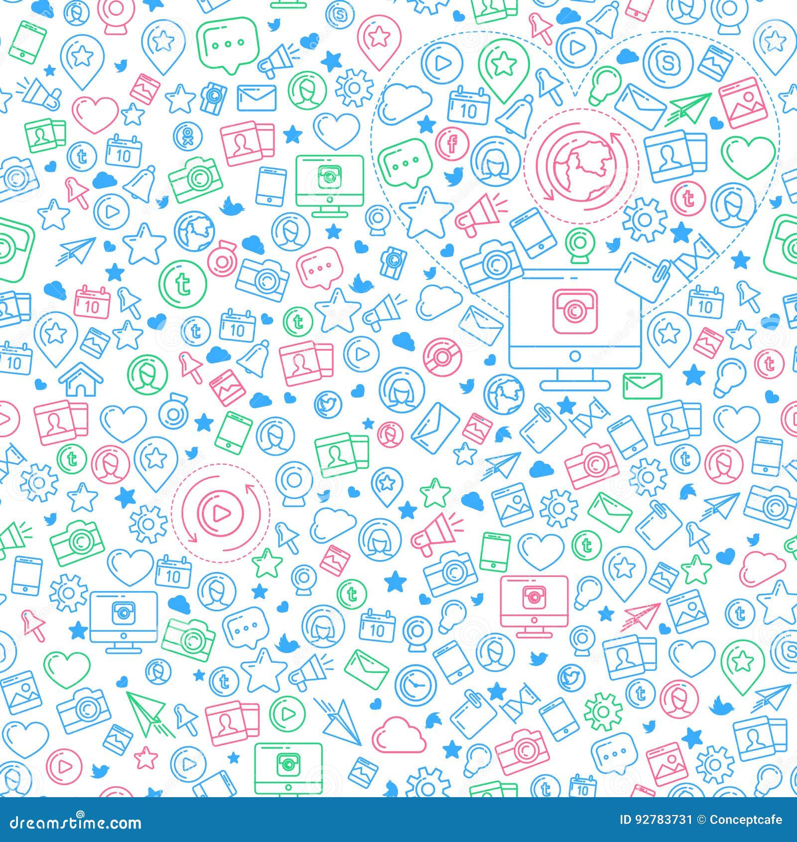 Social Media Blue Seamless Pattern Stock Vector - Illustration of ...
