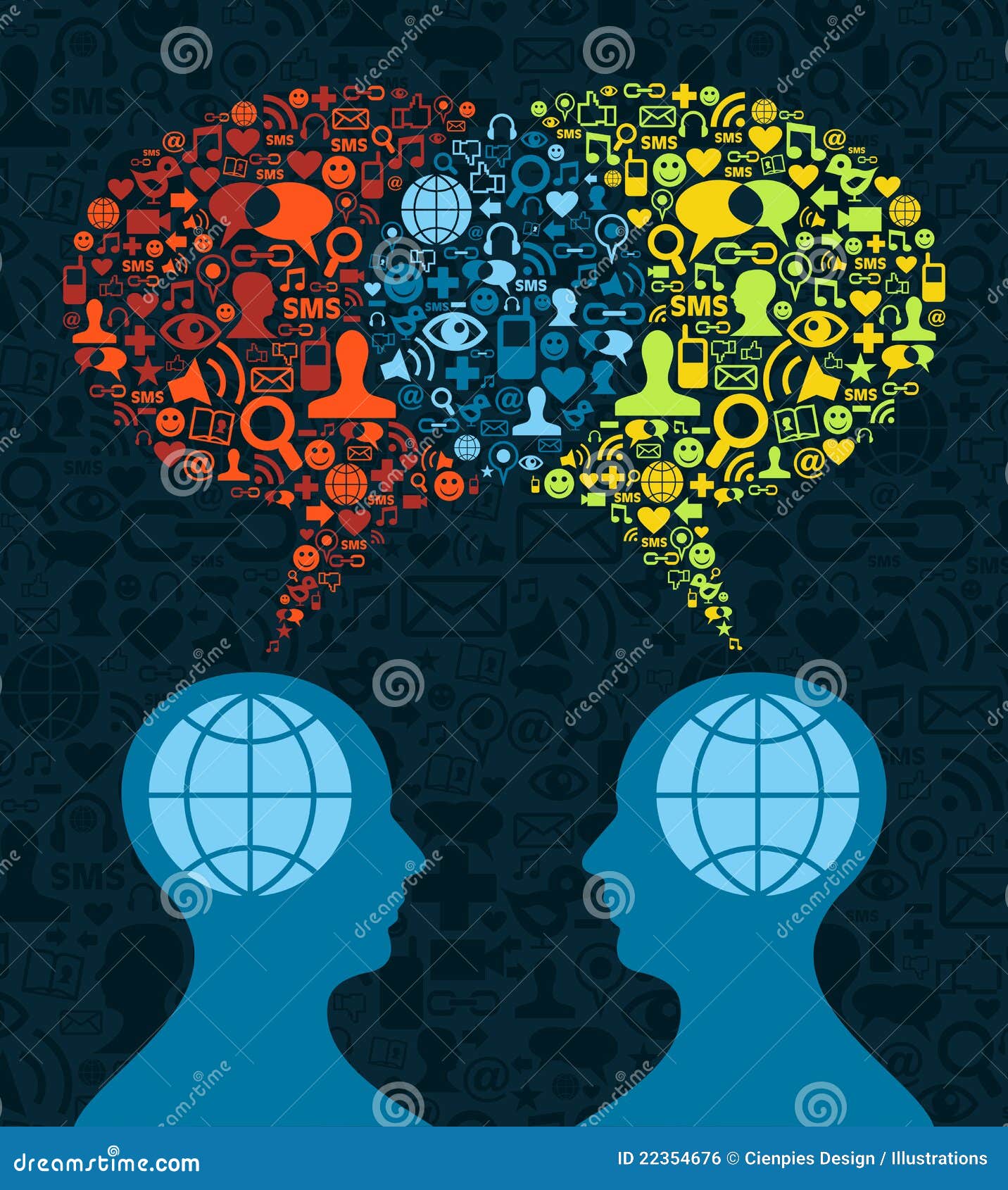 Social Media Brain Communication Stock Vector - Illustration of network ...