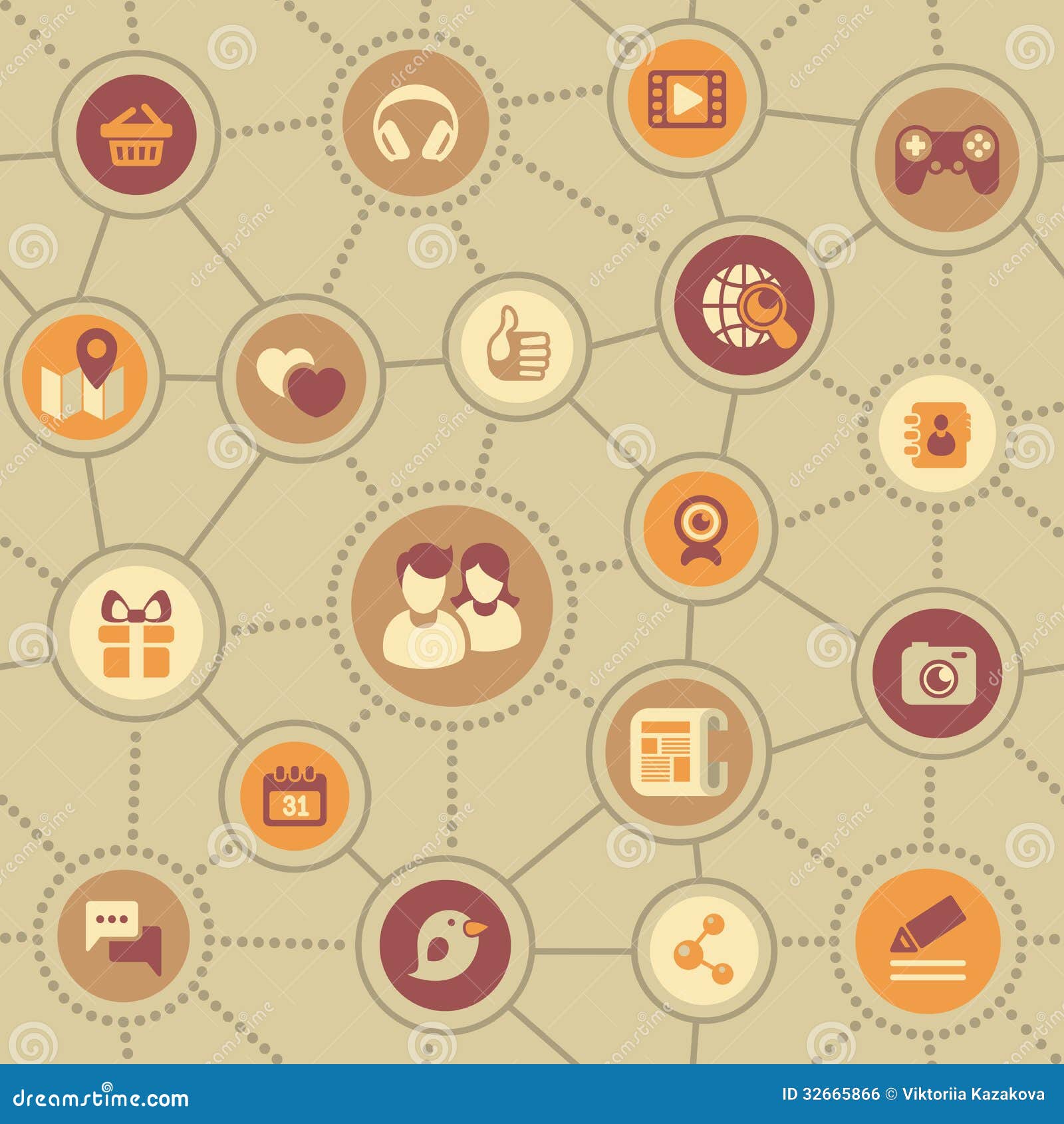 Social Media Brownish Pattern Stock Vector - Illustration of digitally ...