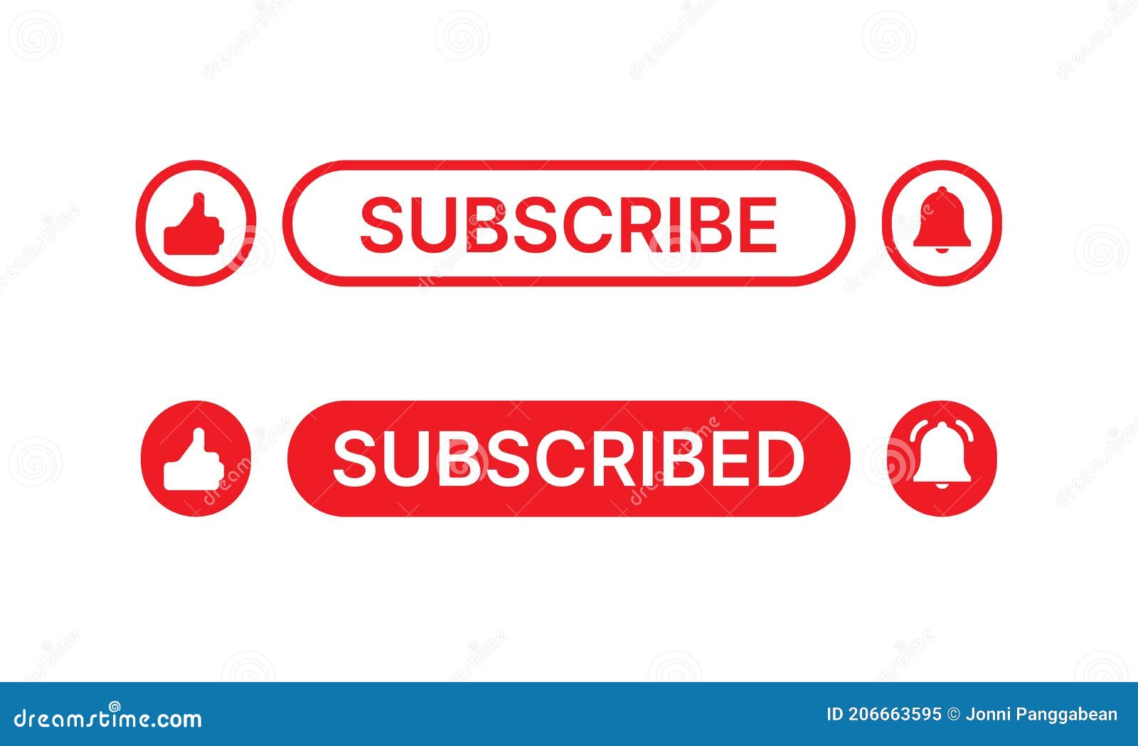 Social Media Button Like, Subscribe and Notification on White ...