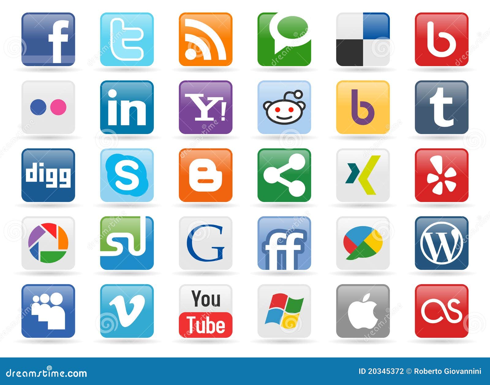 Social Media Buttons [1] editorial photography. Illustration of flickr ...