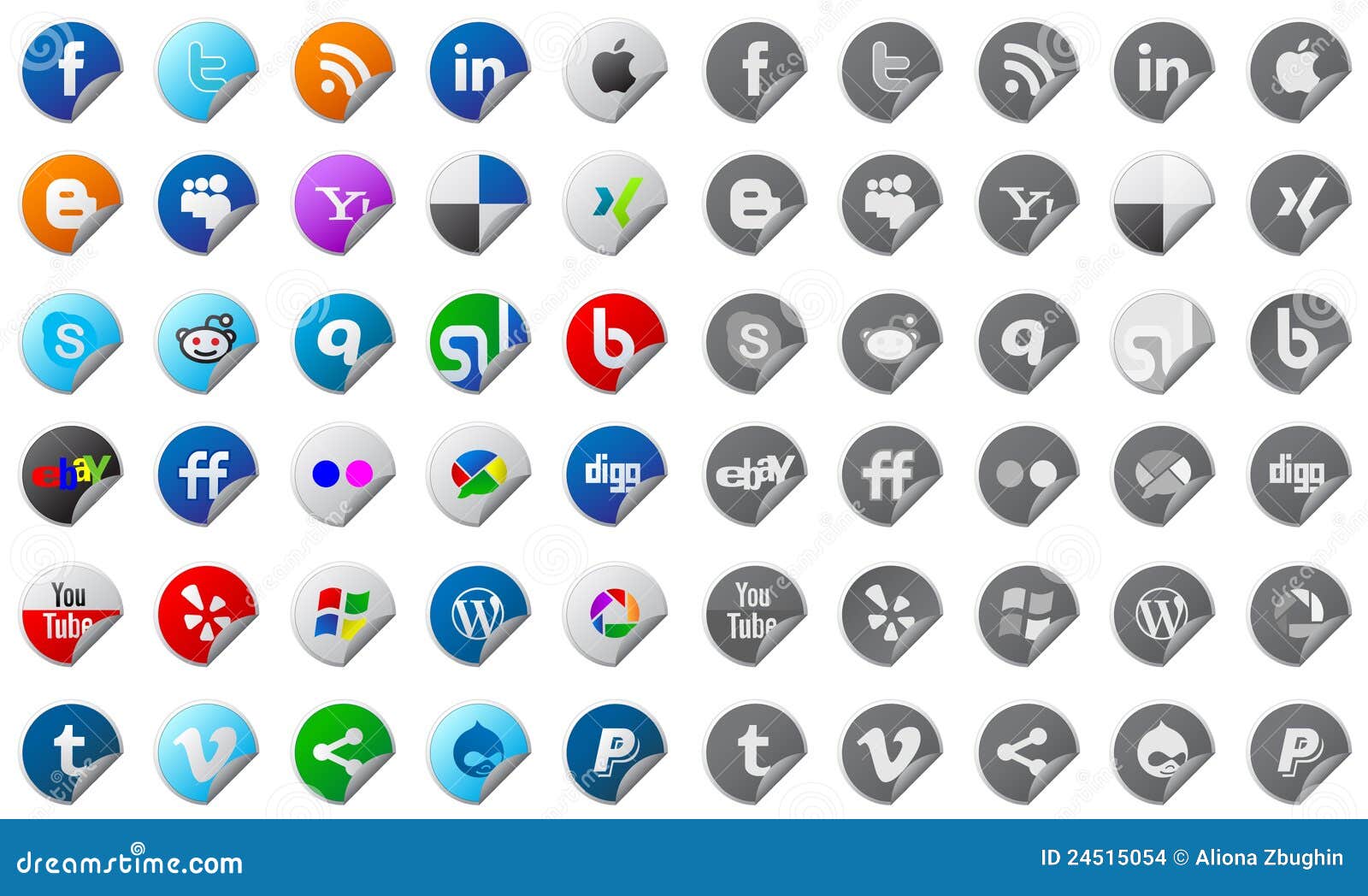 Social media buttons set editorial stock image. Illustration of popular ...