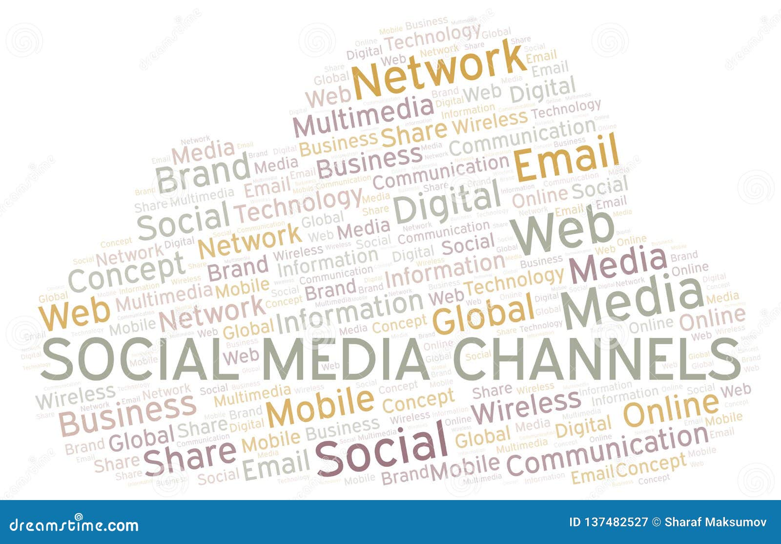 Social Media Channels Word Cloud Stock Illustration - Illustration of ...