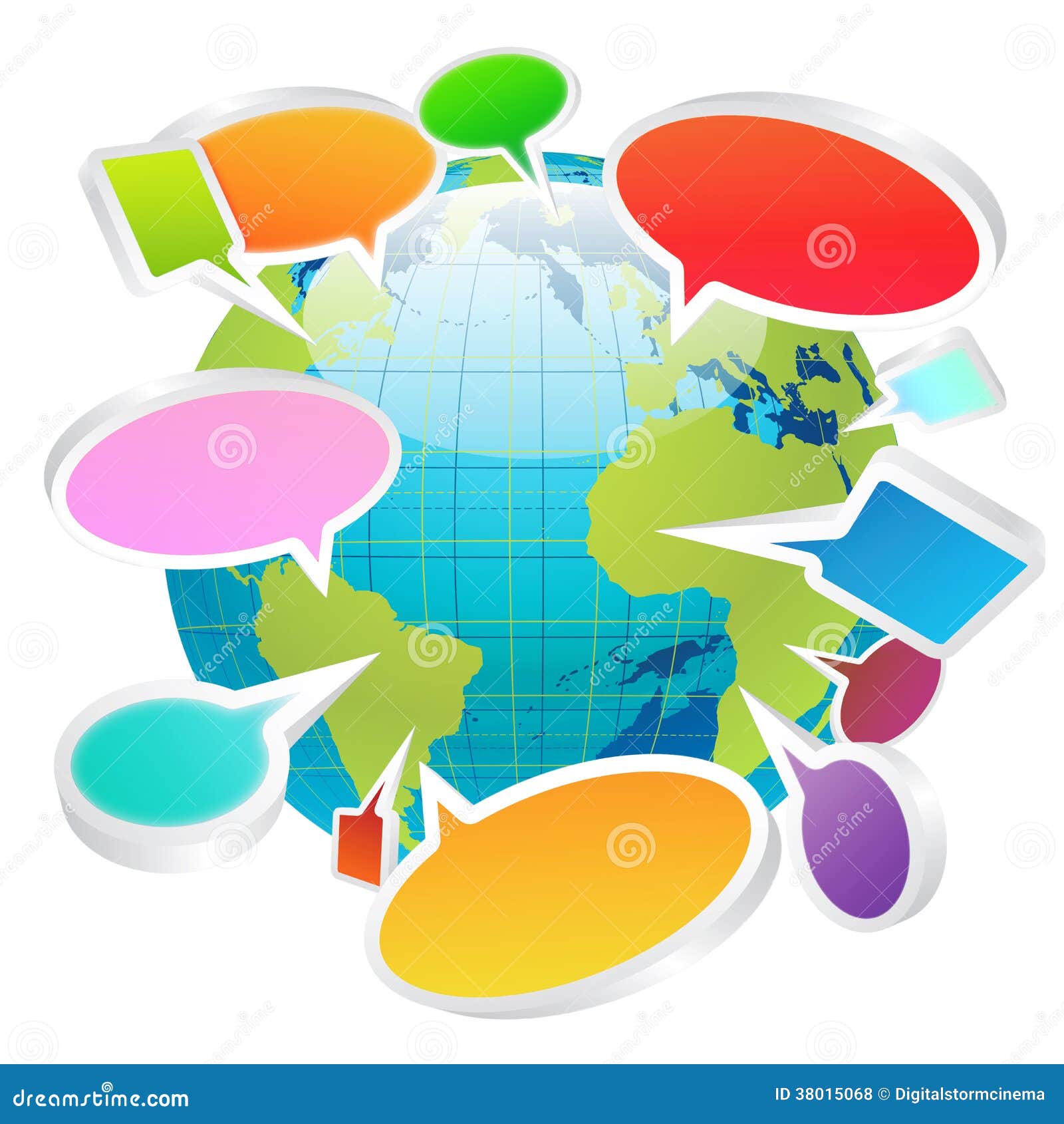 Social Media Chat Bubbles All Over the World Concept Stock Illustration ...