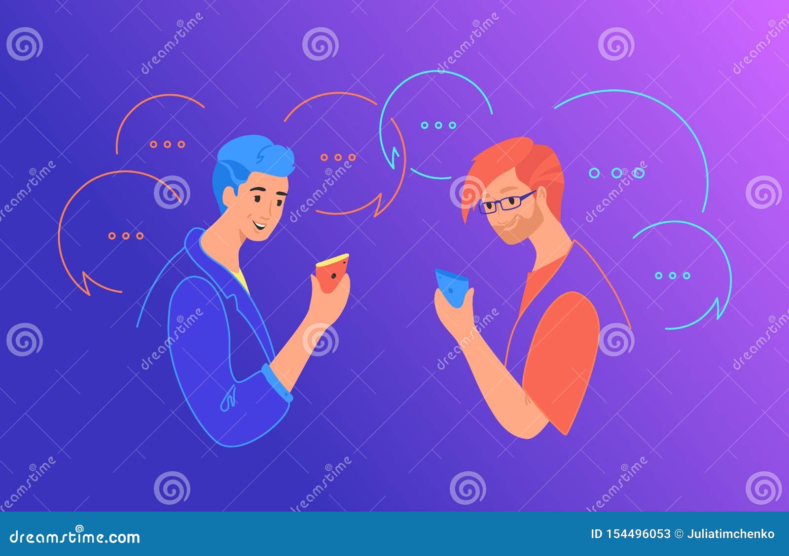 Social Media Chat and Communication Concept Flat Vector Illustration ... Social Media Chat and Communication Concept Flat Vector Illustration ...