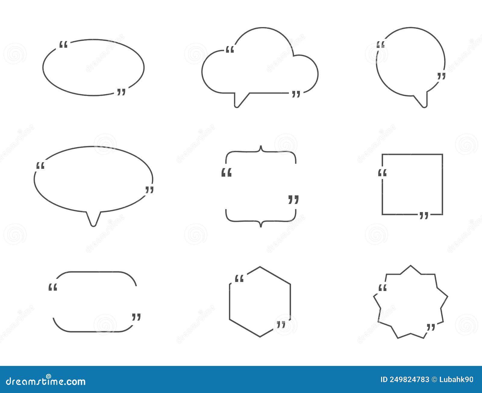 Social Media Chat. Quote Bubble Set. Line Text Frame. Quotation Title ...