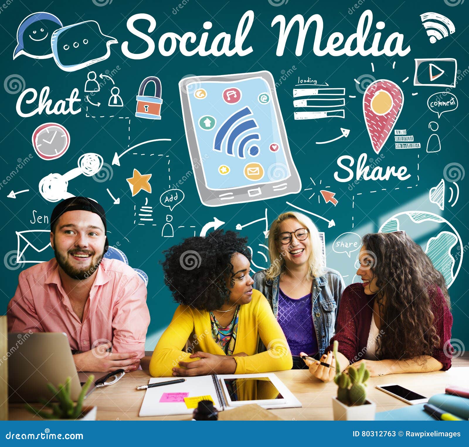 Social Media Chat Share Global Communication Concept Stock Image ...
