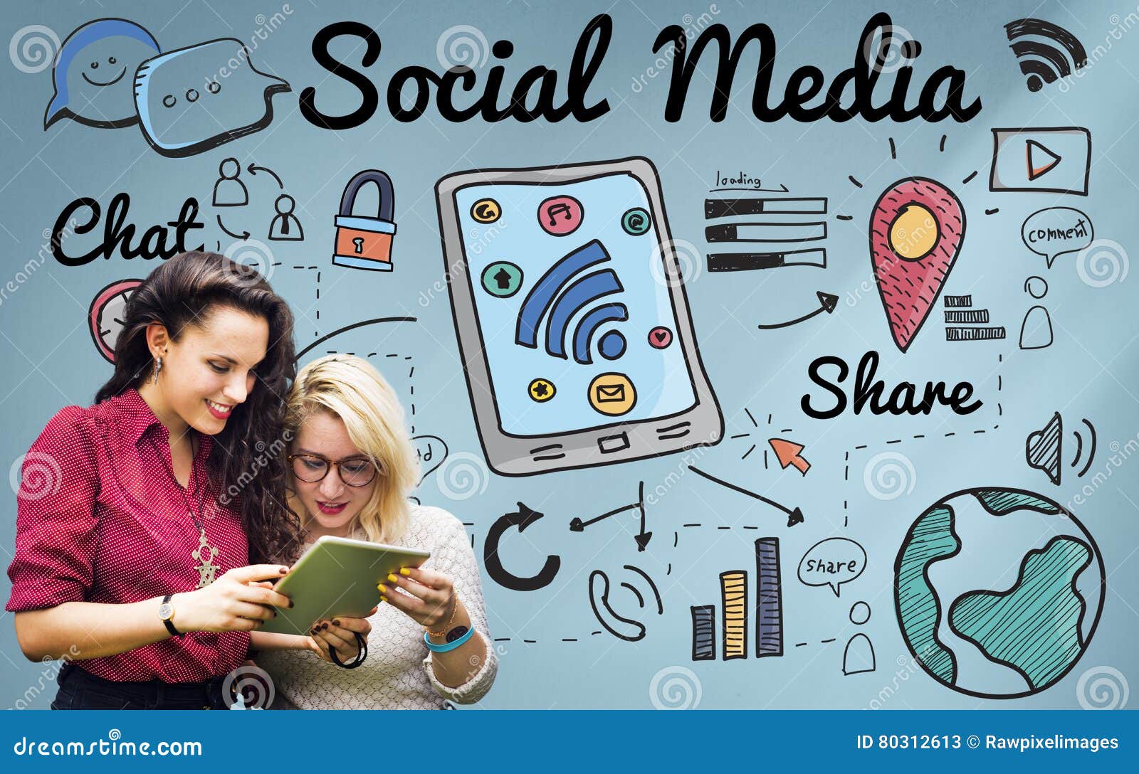 Social Media Chat Share Global Communication Concept Stock Image ...