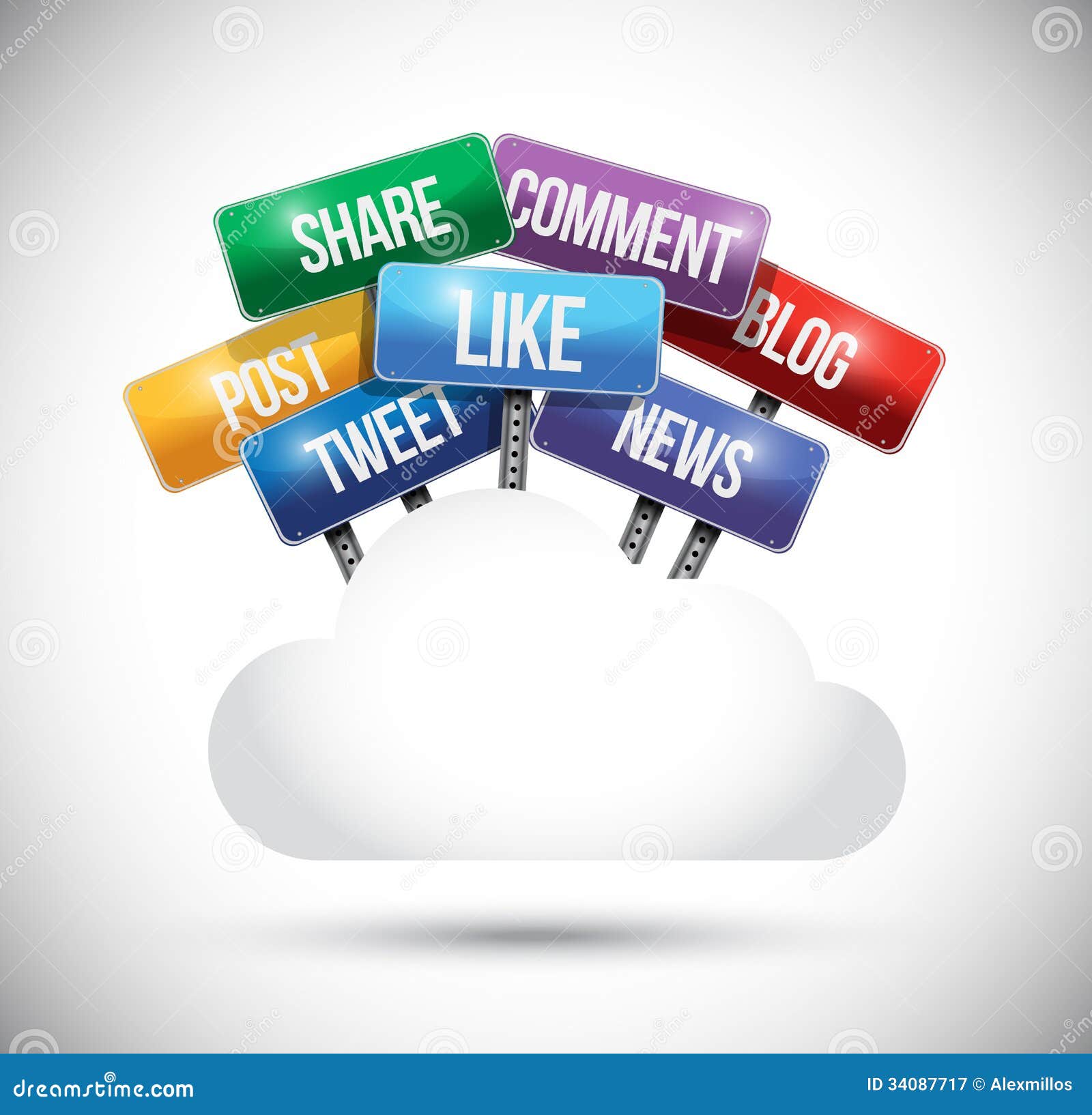 Social Media Cloud Computing Road Signs Stock Illustration ...