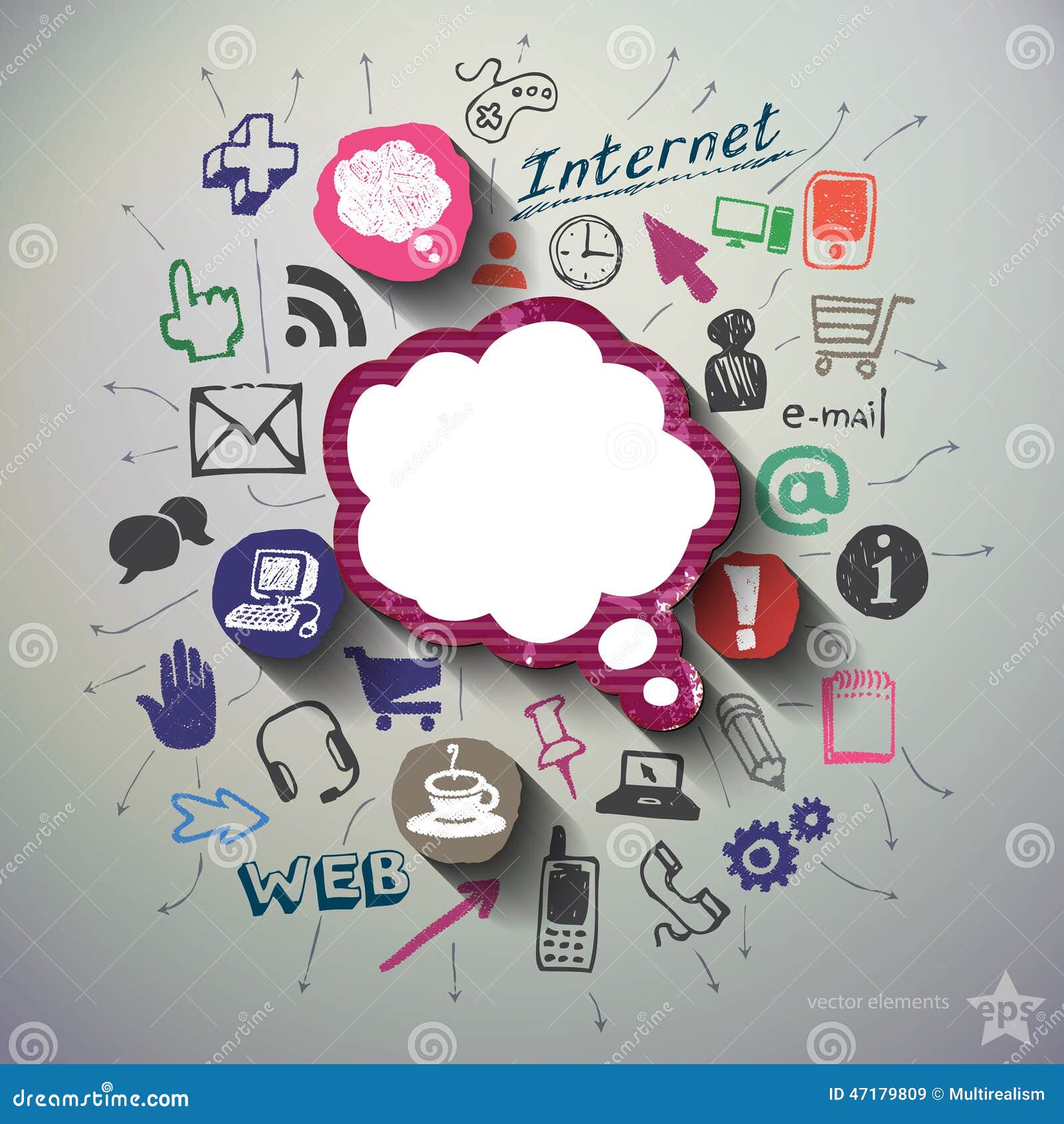 Social Media Collage with Icons Background Stock Vector - Illustration ...