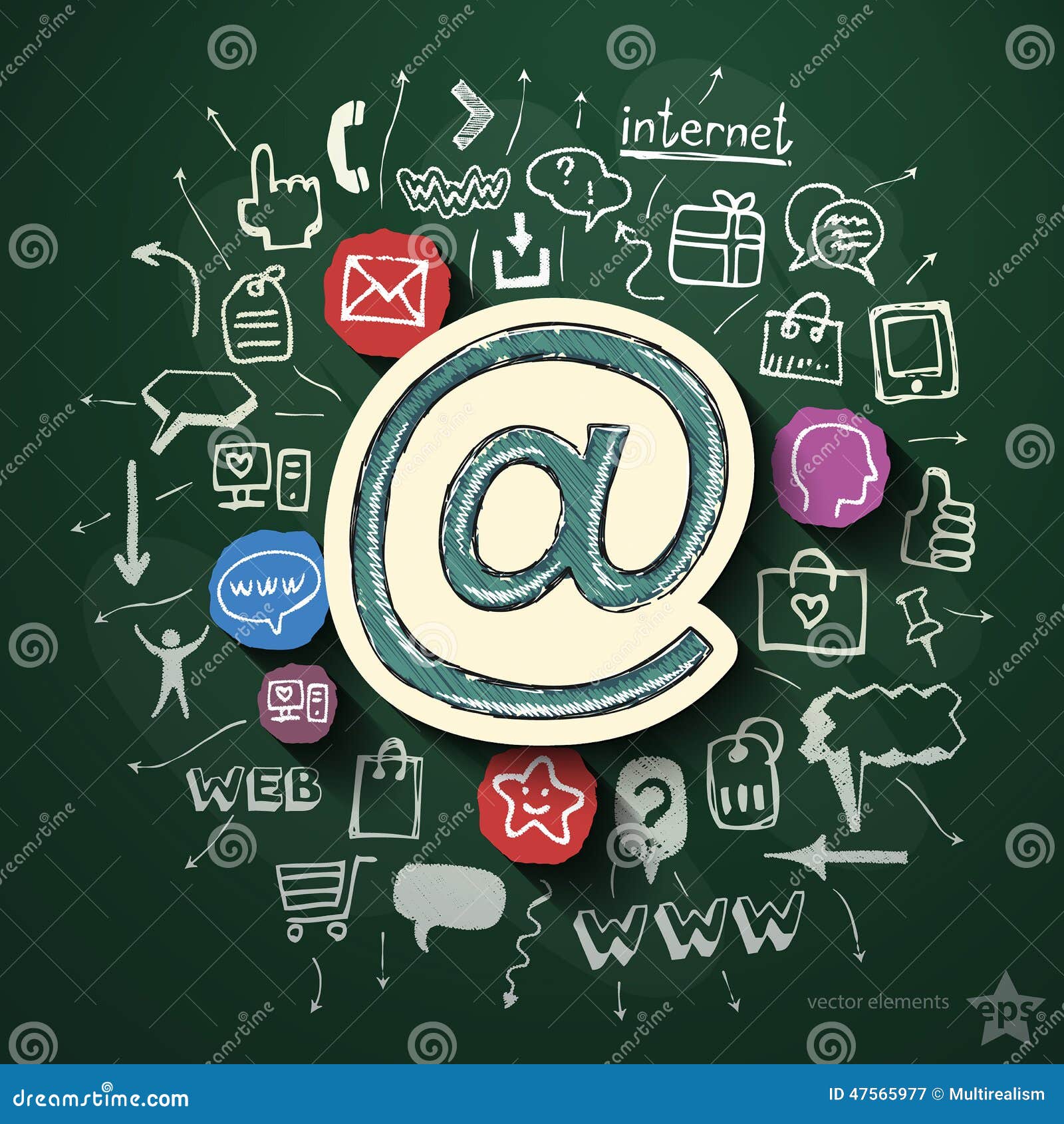 Social Media Collage with Icons on Blackboard Stock Vector ...