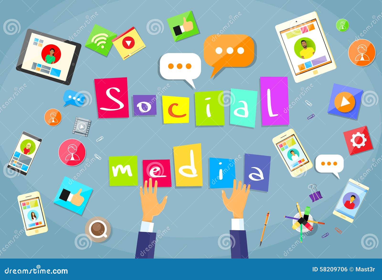 Social Media Communication Concept Flat Vector Stock Vector ...