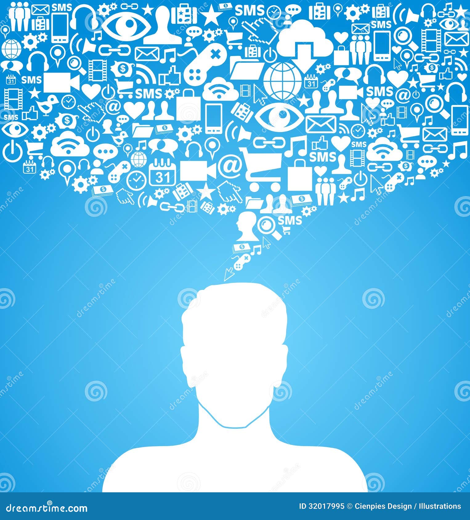 Social Media Communication Man Stock Vector - Illustration of head ...