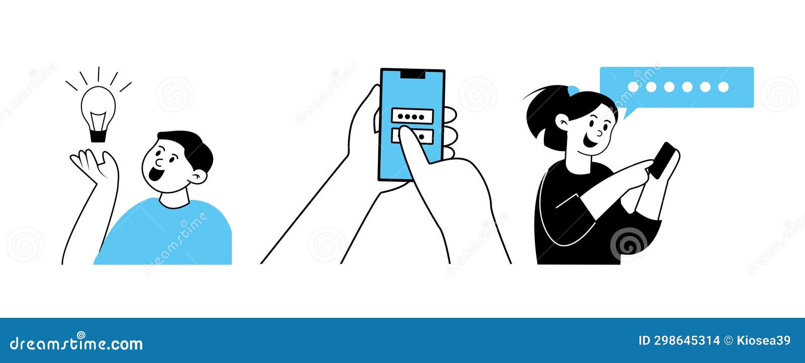 Social Media Communication and New Idea Sharing Stock Illustration ...