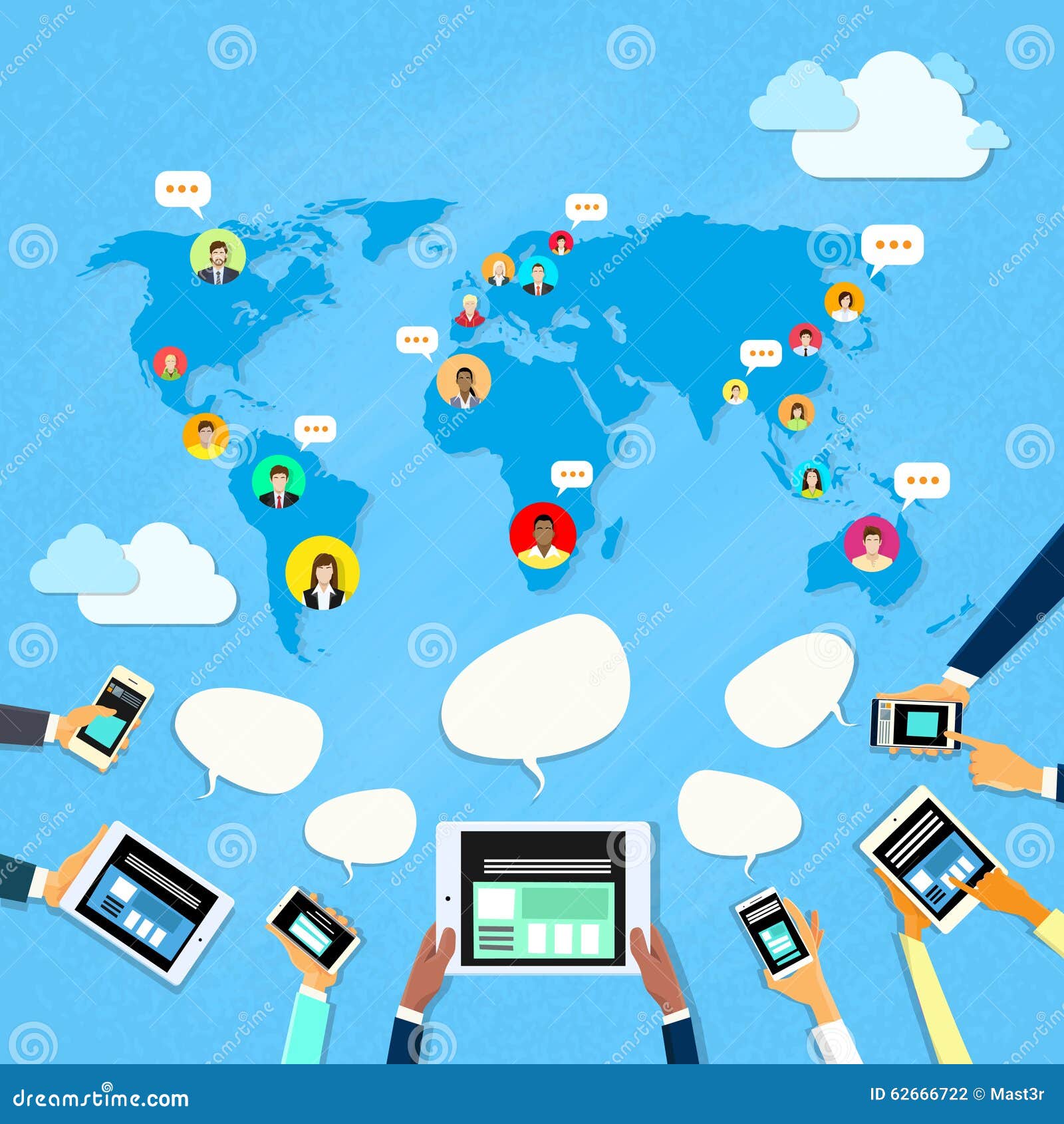 Social Media Communication World Map Concept Stock Vector ...