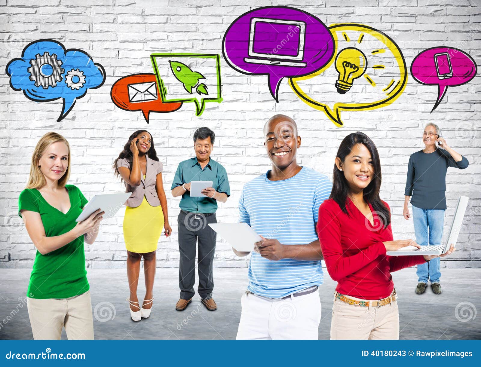 Social Media Communications Group Stock Image - Image of happiness ...