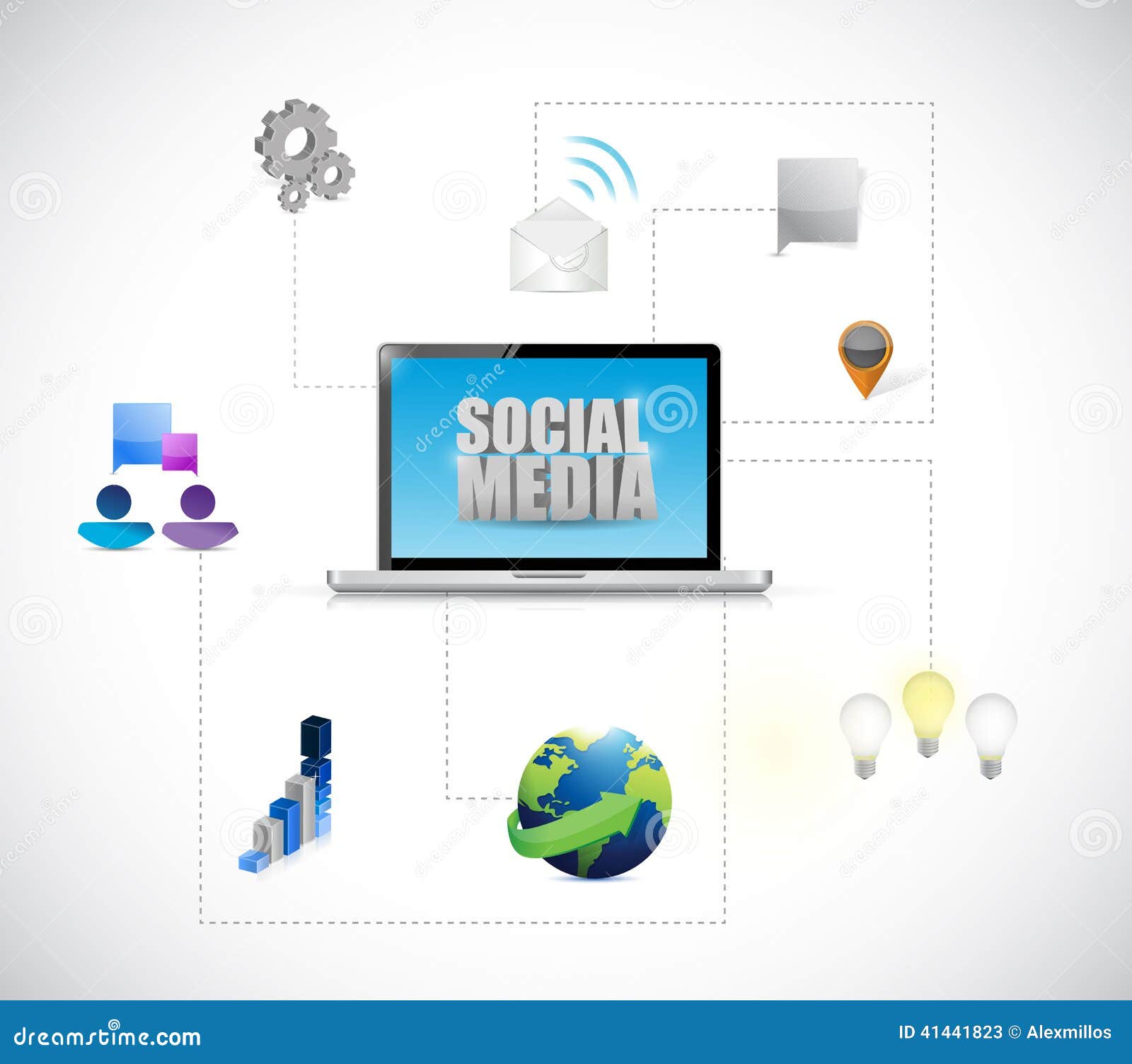 Social Media Computer Access Diagram Connection Stock Illustration ...