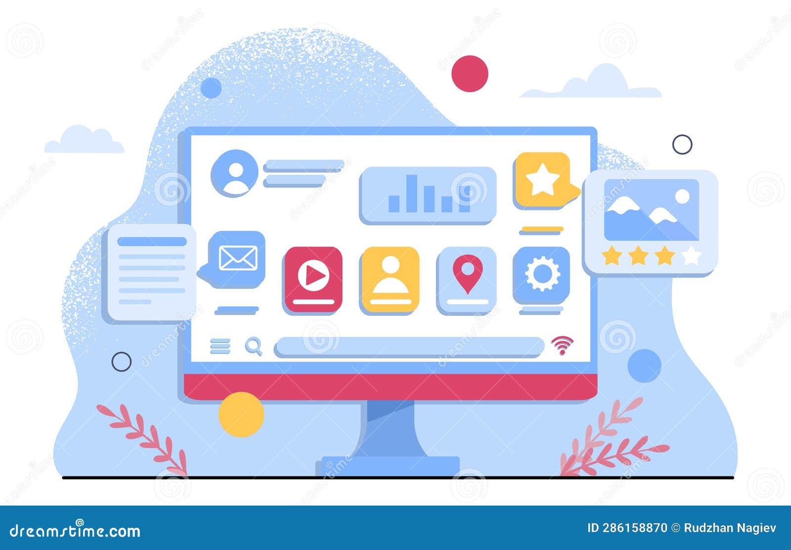 Social Media at Computer Vector Concept Stock Illustration ...